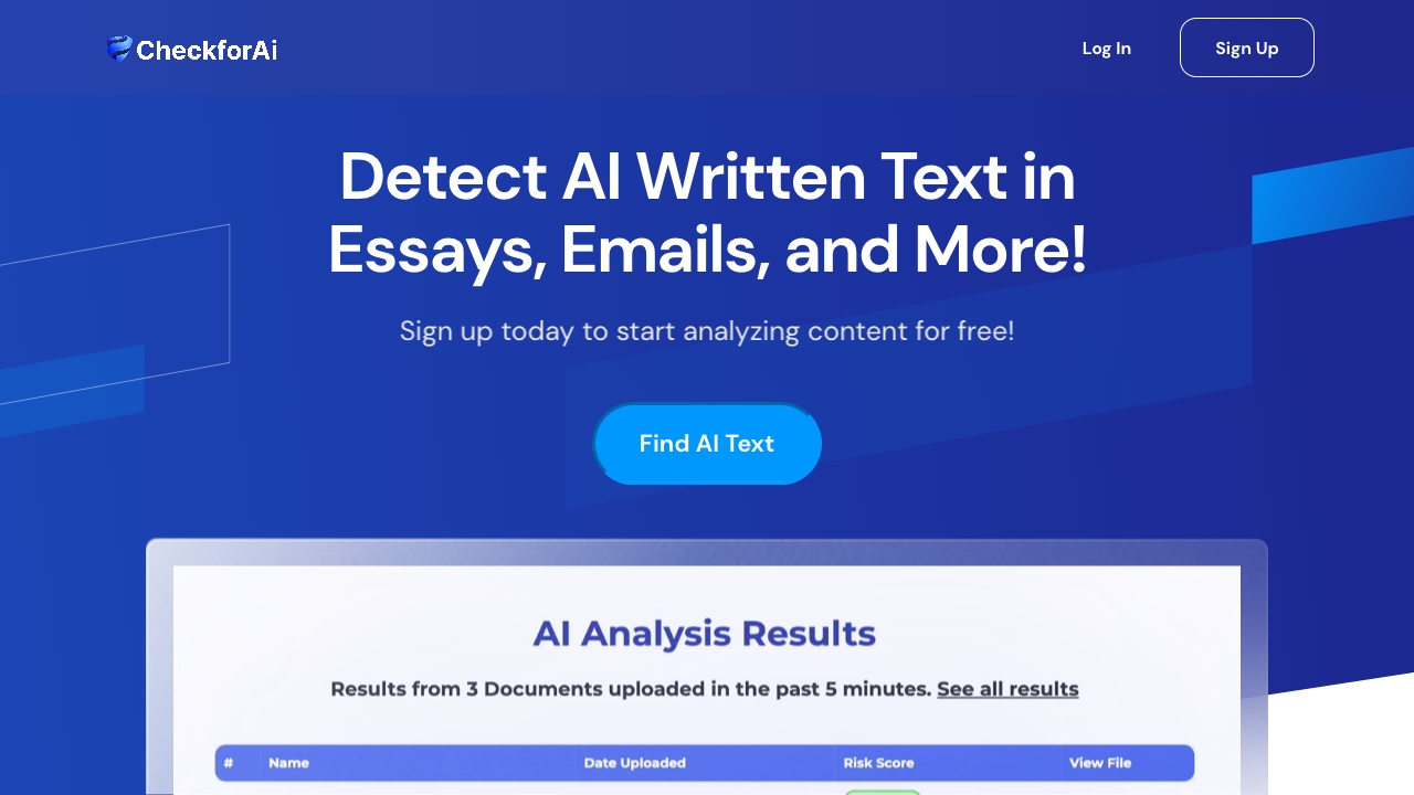 Detect AI-Generated Text with CheckForAI | Find Your AI Tools